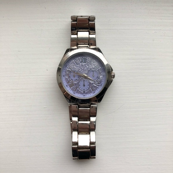 Accutime Watch | Accessories | Vintage Silver Link Glittery Purple Face ...